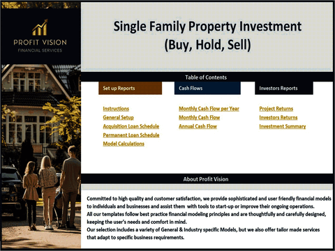 Single Family Residential Property Investment Model Template Excel XLS
