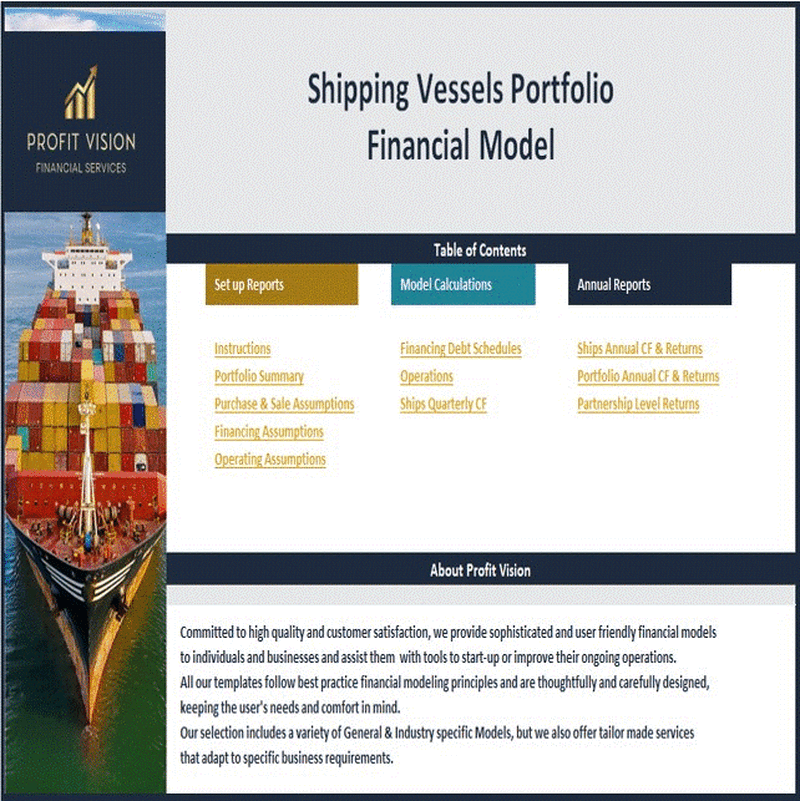 Shipping Vessels Portfolio Financial Model Template Excel XLS