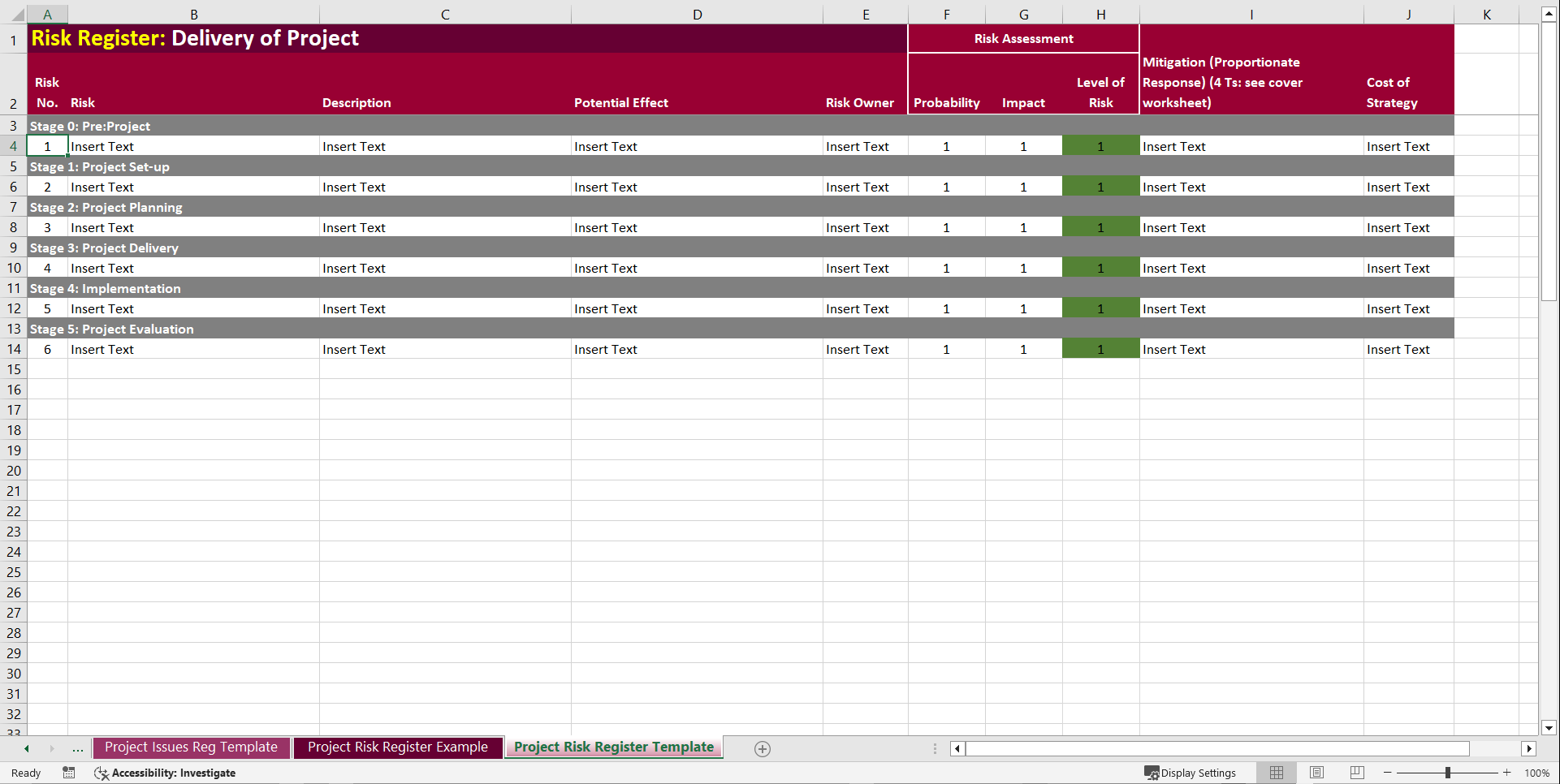 Project Risk Register And Issue Register Examples Template 54 OFF