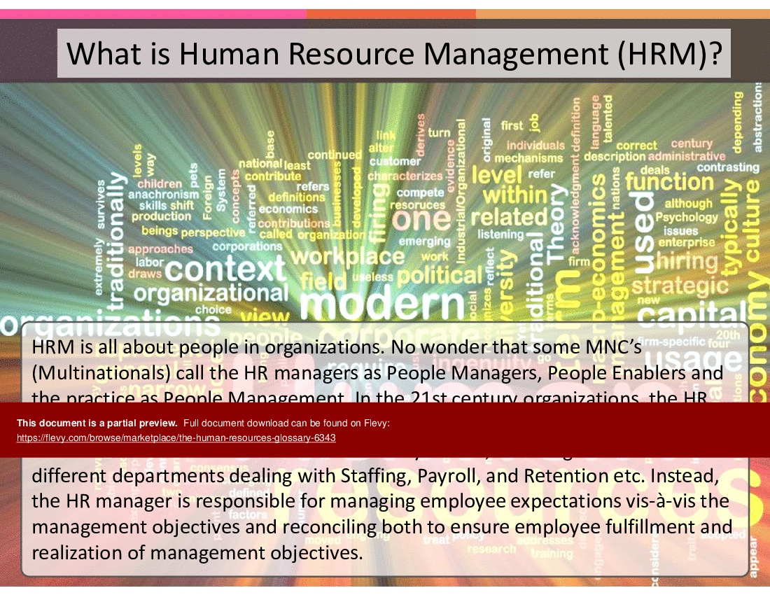 This Is A Partial Preview Of The Human Resources Glossary Full