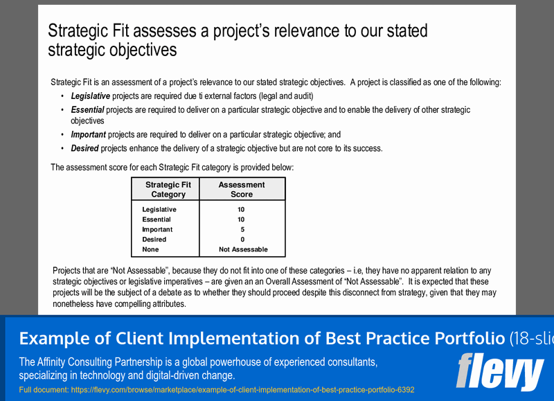 Example of Client Implementation of Best Practice Portfolio PPT