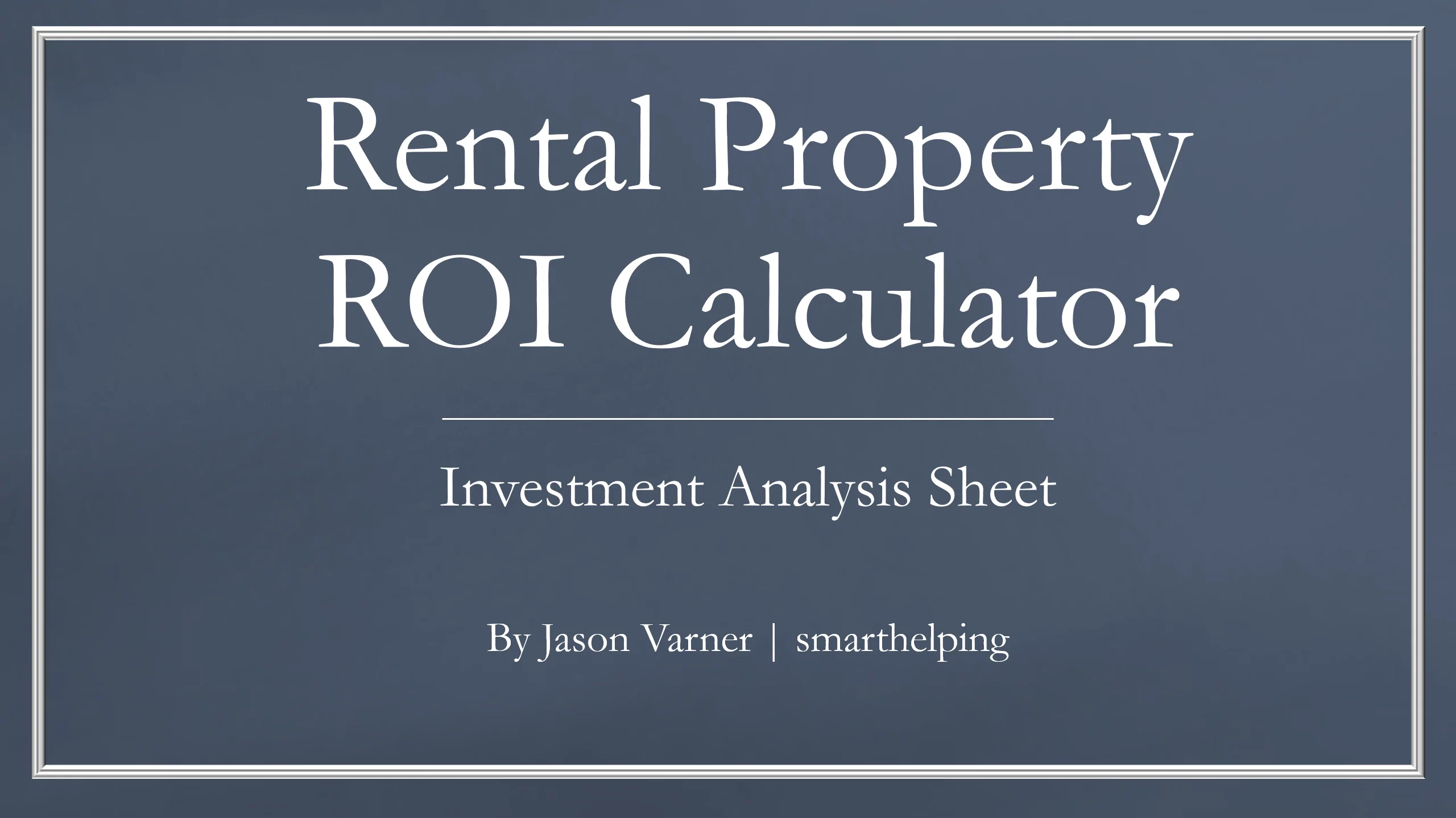 Excel Template Property Investment Calculator Excel Template XLSX