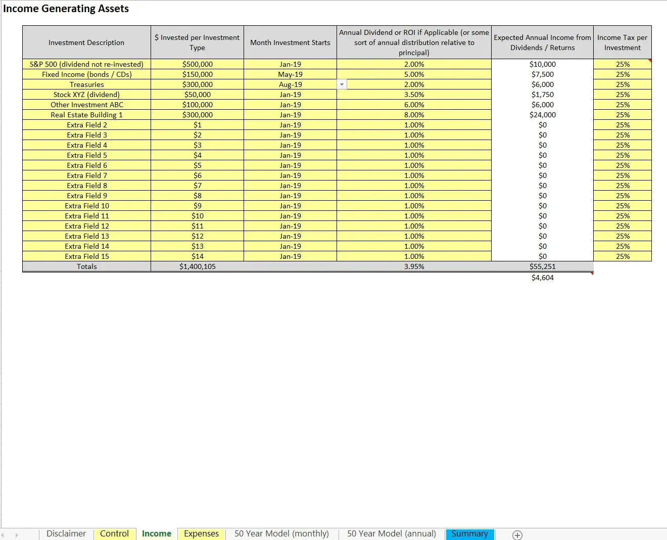Retirement Planning Financial Model Template Excel XLS