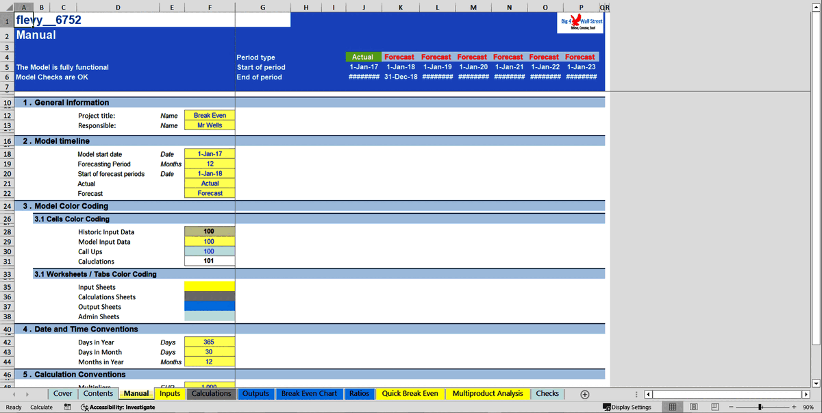 Break Even Analysis Template Excel XLS