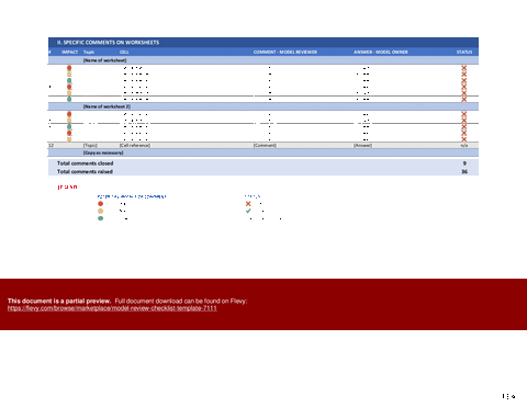 Model Review Checklist Template Excel XLS