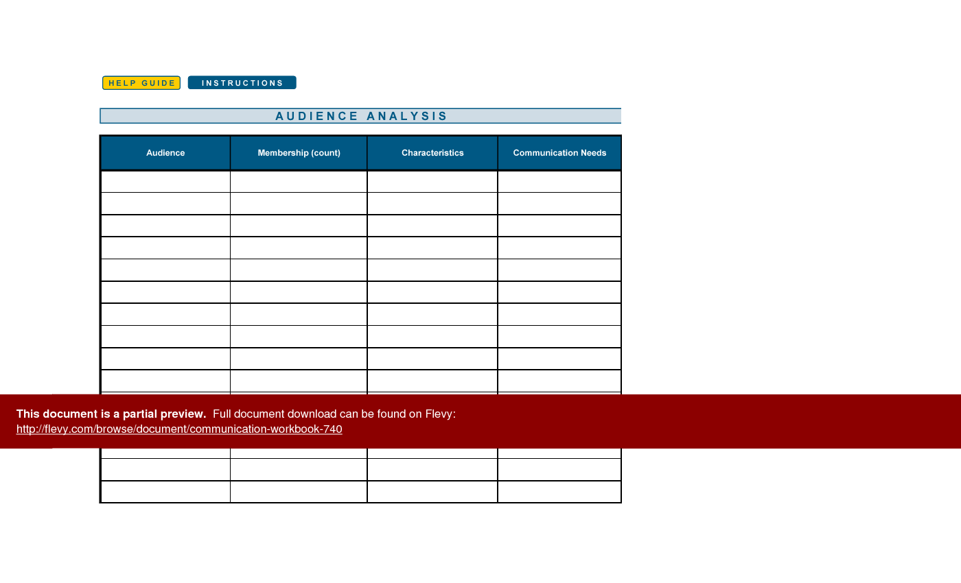 Communication Workbook Template Excel XLS
