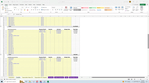 Cost Segregation Study: Multiple Property Class Analysis Template Excel XLS
