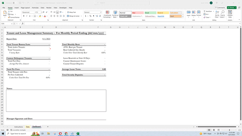 Tenant and Rent Management Template Excel XLS