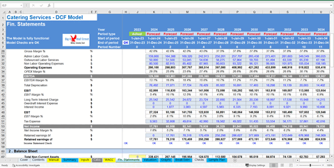 Catering Services Financial Model (10+ Year DCF & Valuation) Template Excel XLS