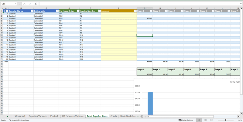 Project Finance Model Forecast Variance SOW Template Excel XLS