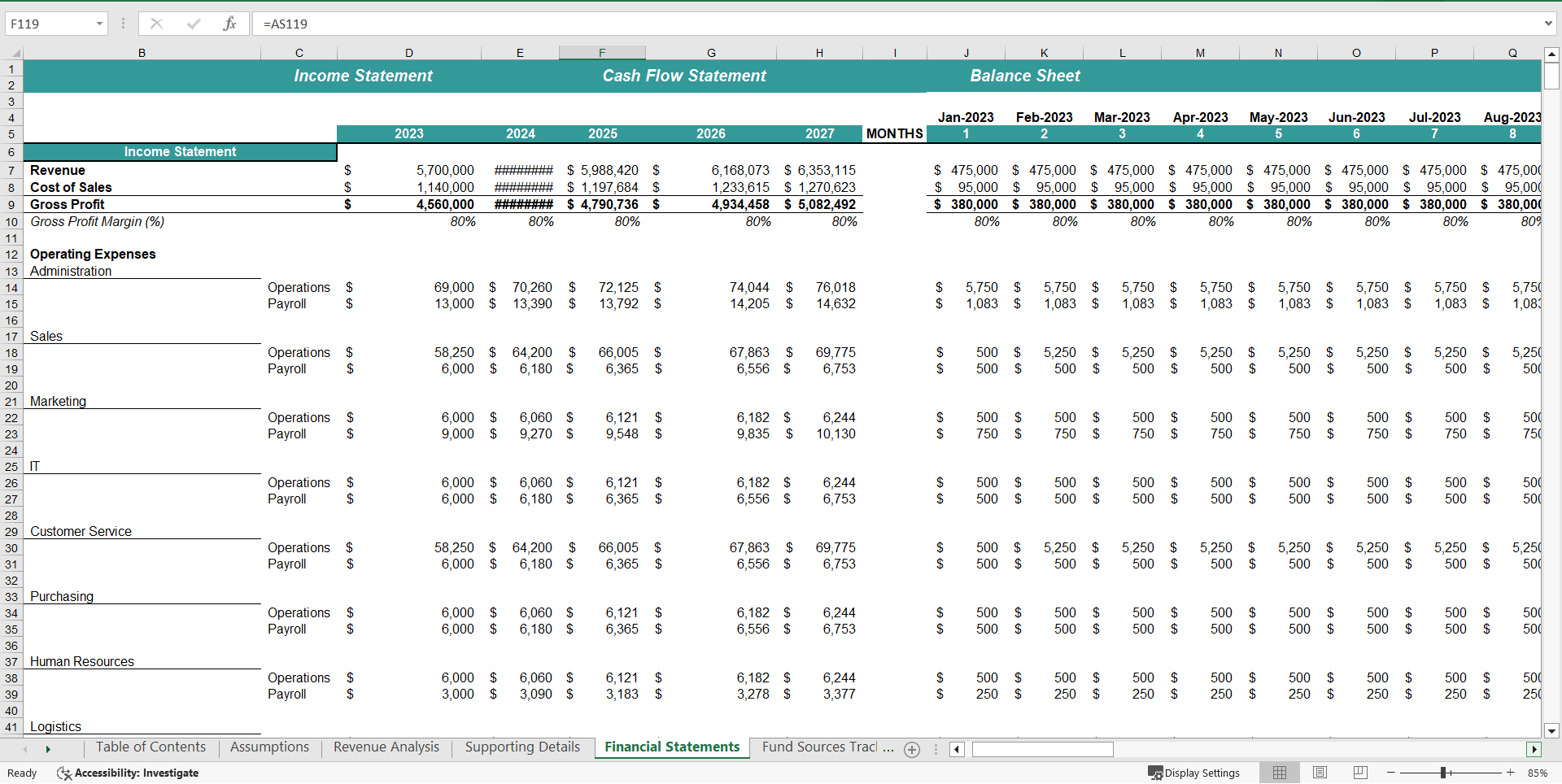 Utilization of Funds Excel Template Excel XLS