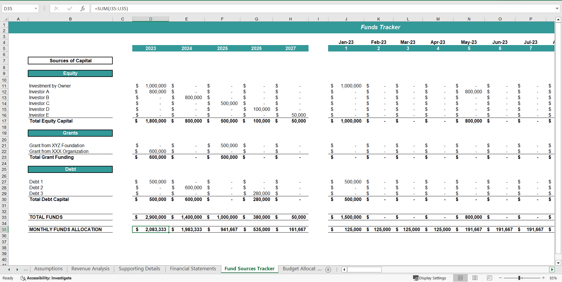 Utilization of Funds Excel Template Excel XLS
