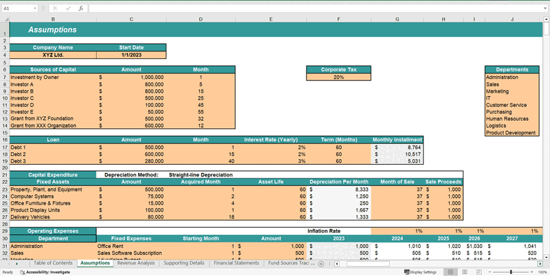 Utilization of Funds Excel Template Excel XLS