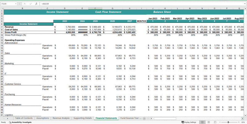Utilization of Funds Excel Template Excel XLS