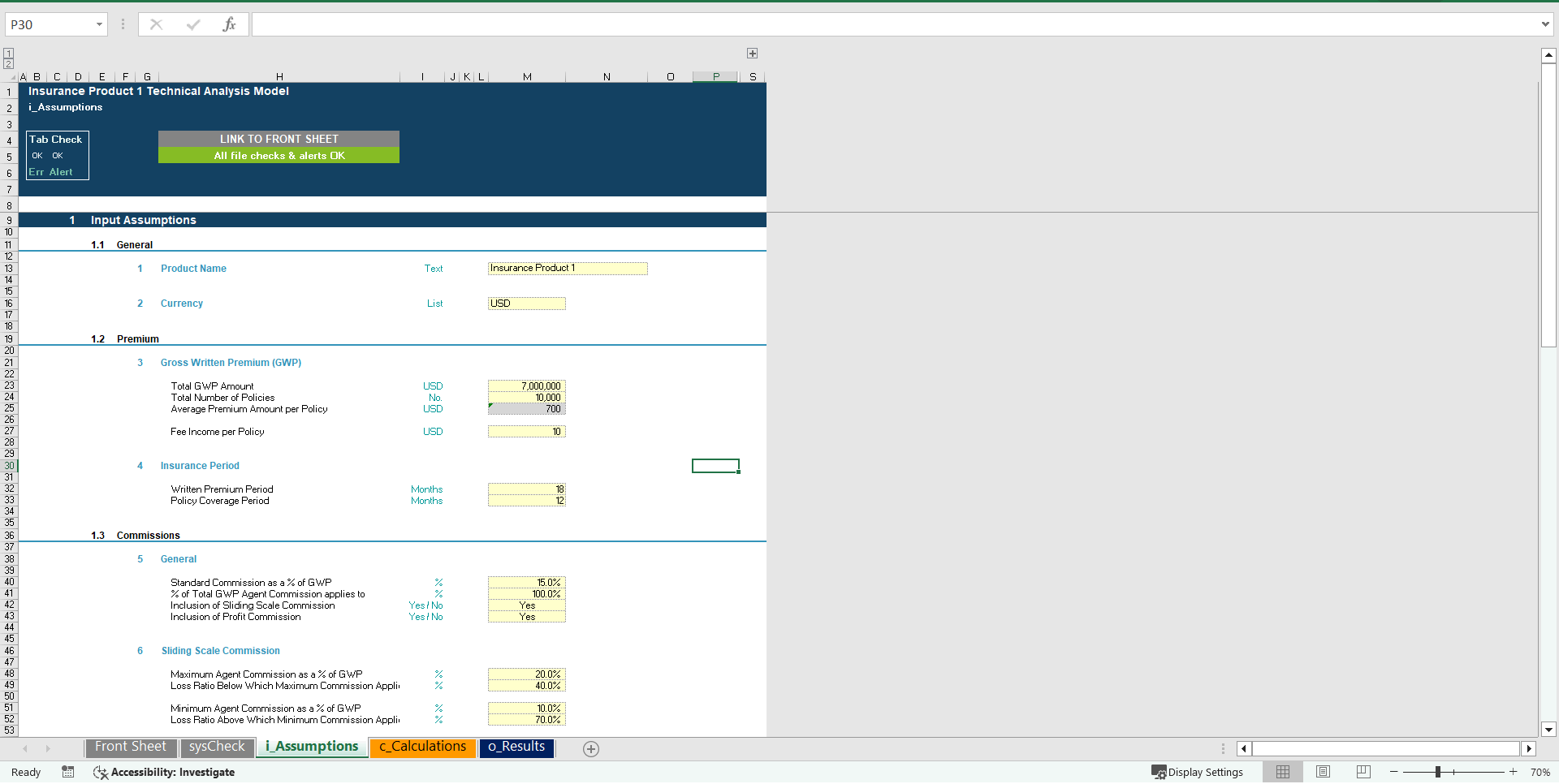 Insurance Technical Analysis Financial Model Template Excel XLS