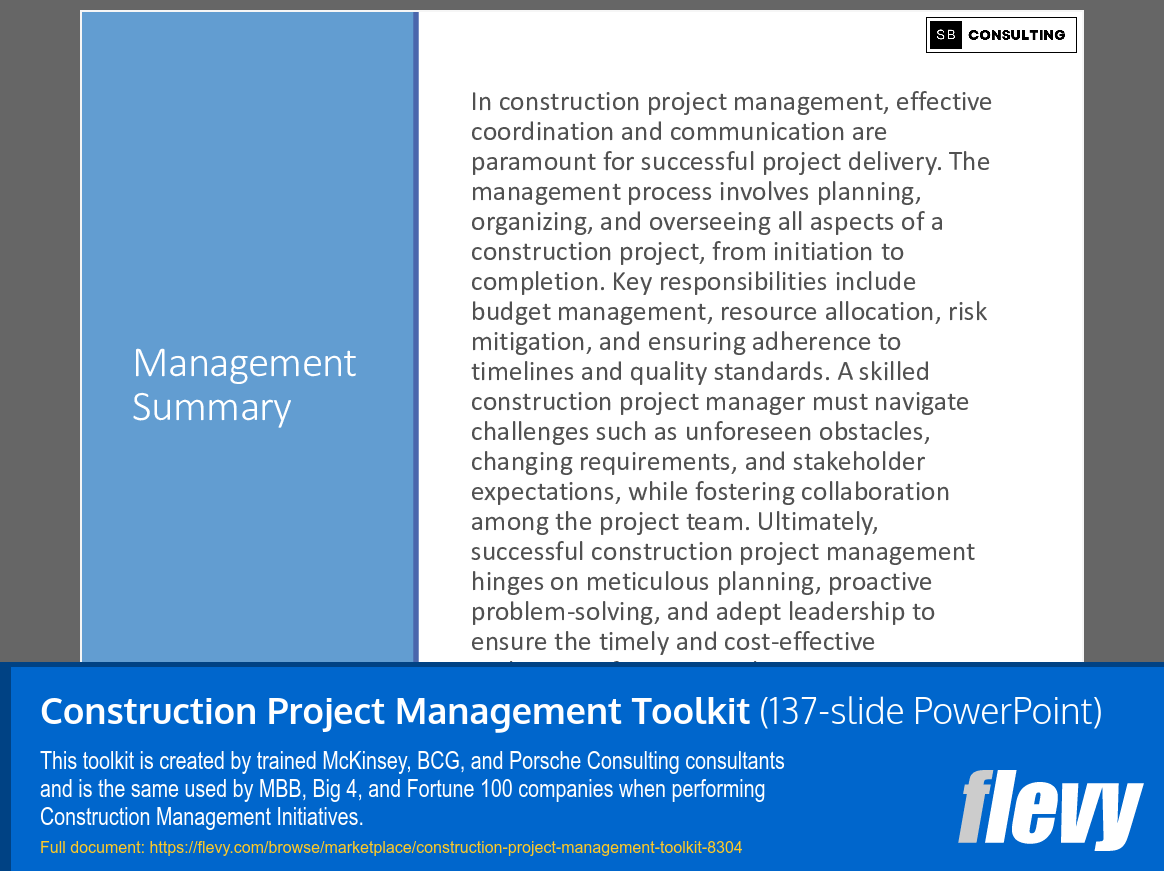 Construction Project Management Toolkit PPT