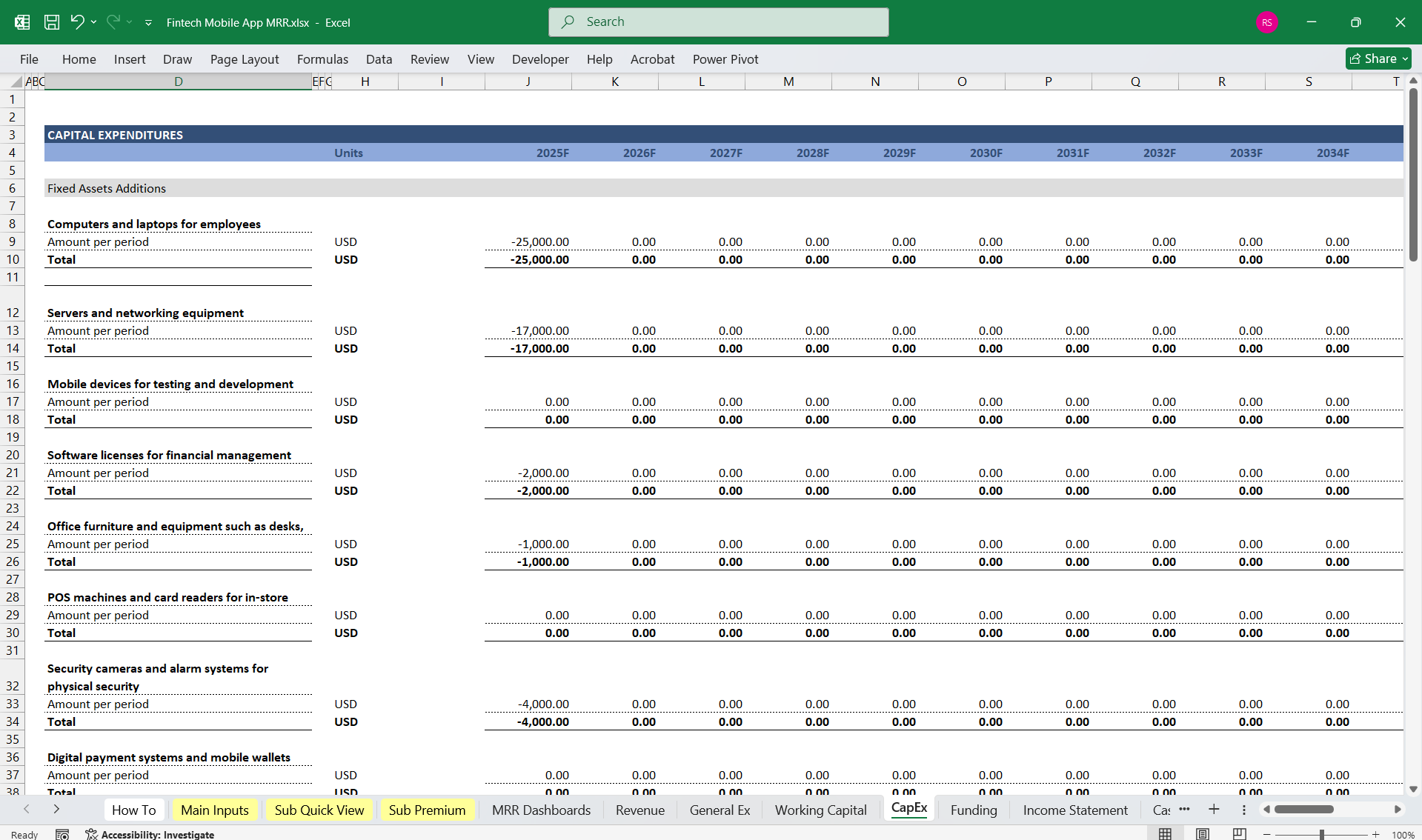 Fintech Mobile App Financial Model Template Excel XLS