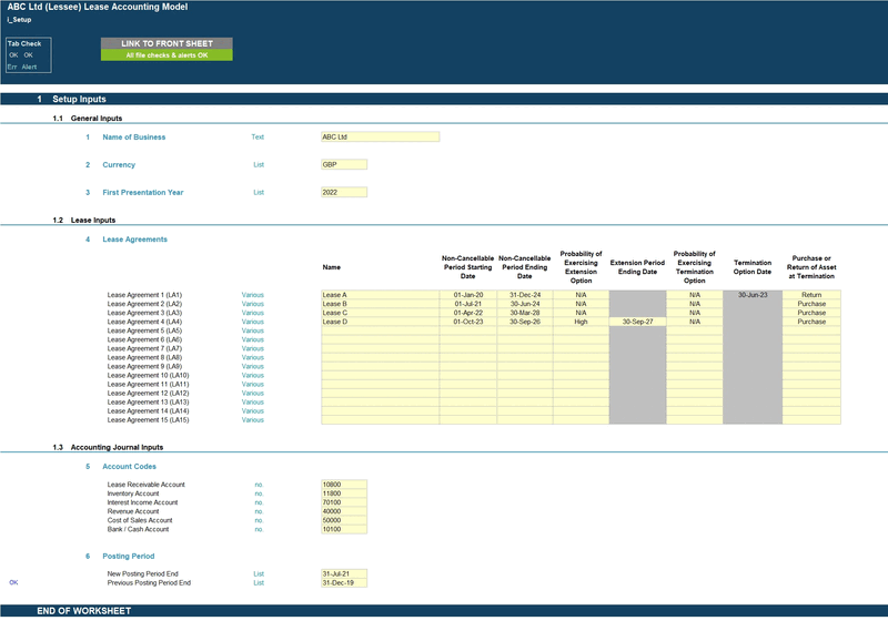 IFRS 16 Lease Accounting For Lessors Excel Calculation Model Template ...