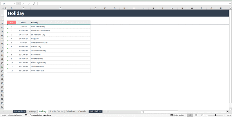 Dynamic To-Do List or Appointment Scheduler Template Excel XLS