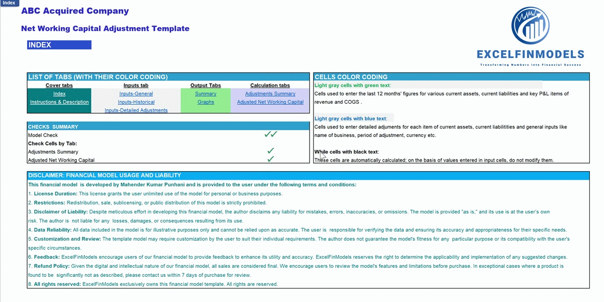 Adjusted Net Working Capital Template Excel XLS