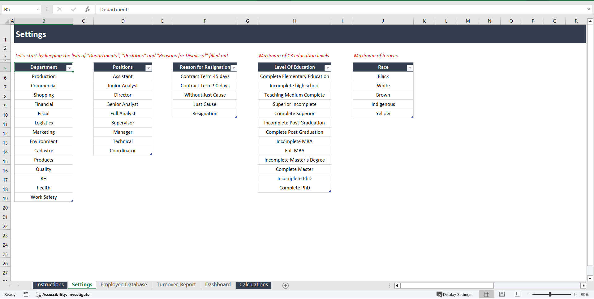 Turnover Report and Dashboard Template Excel XLS