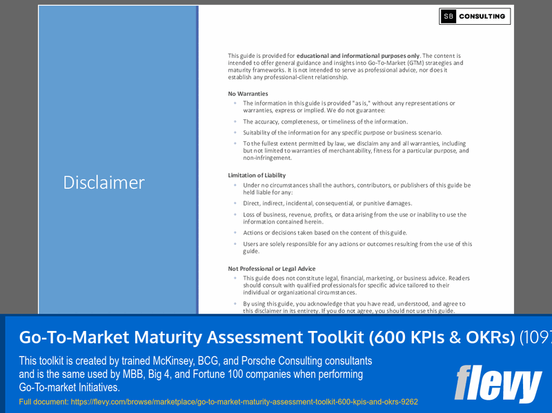 Go-To-Market Maturity Assessment Toolkit (600 KPIs & OKRs) PPT